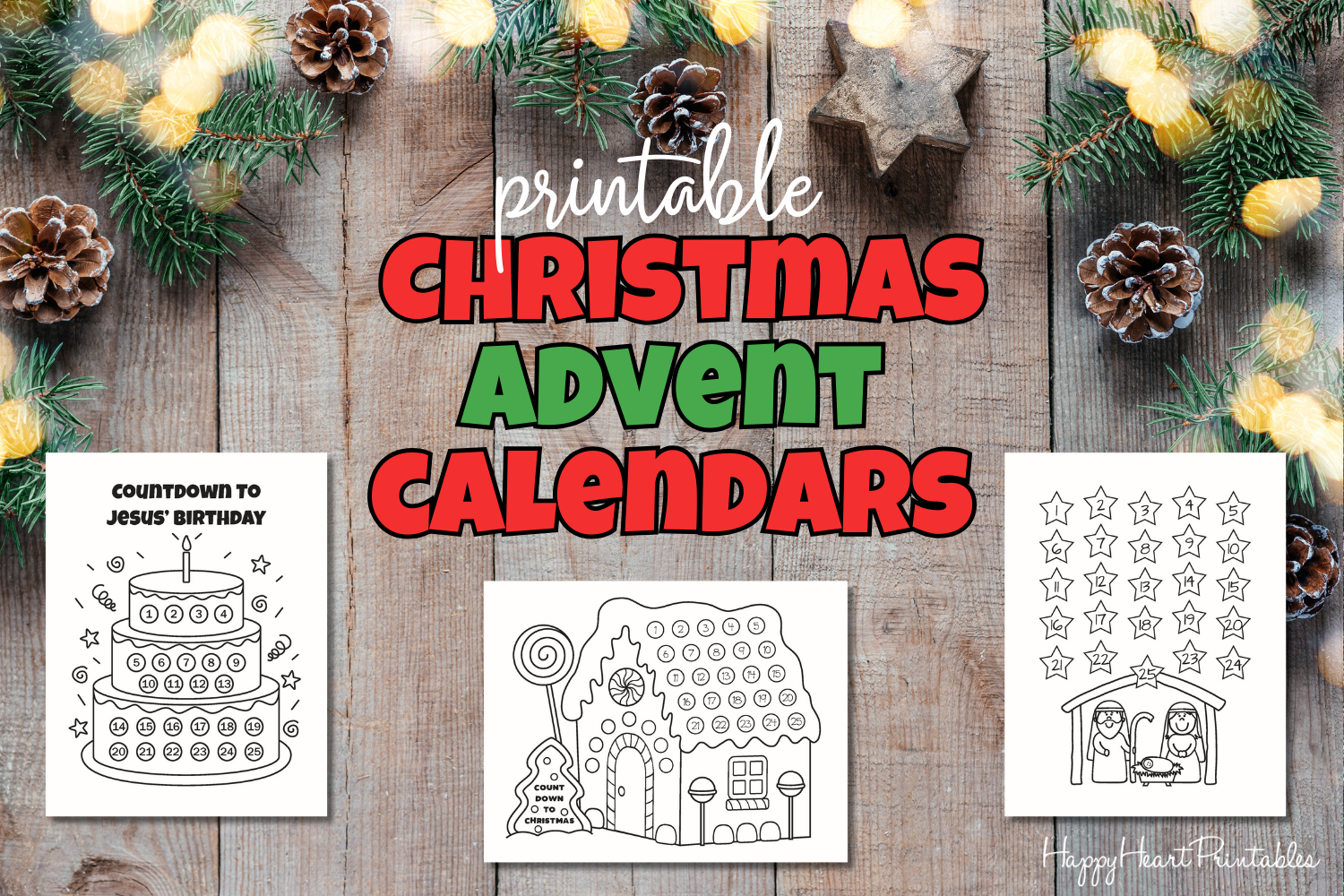 Printable Christmas Countdown Advent Calendars – Happy Heart Printables