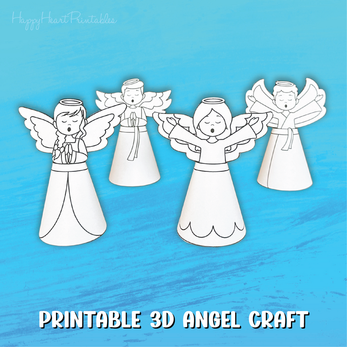 Printable 3D Paper Angels Craft – Happy Heart Printables