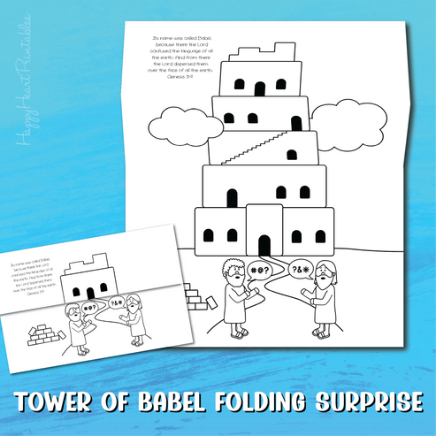 Tower of Babel Folding Surprise Bible Craft – Happy Heart Printables