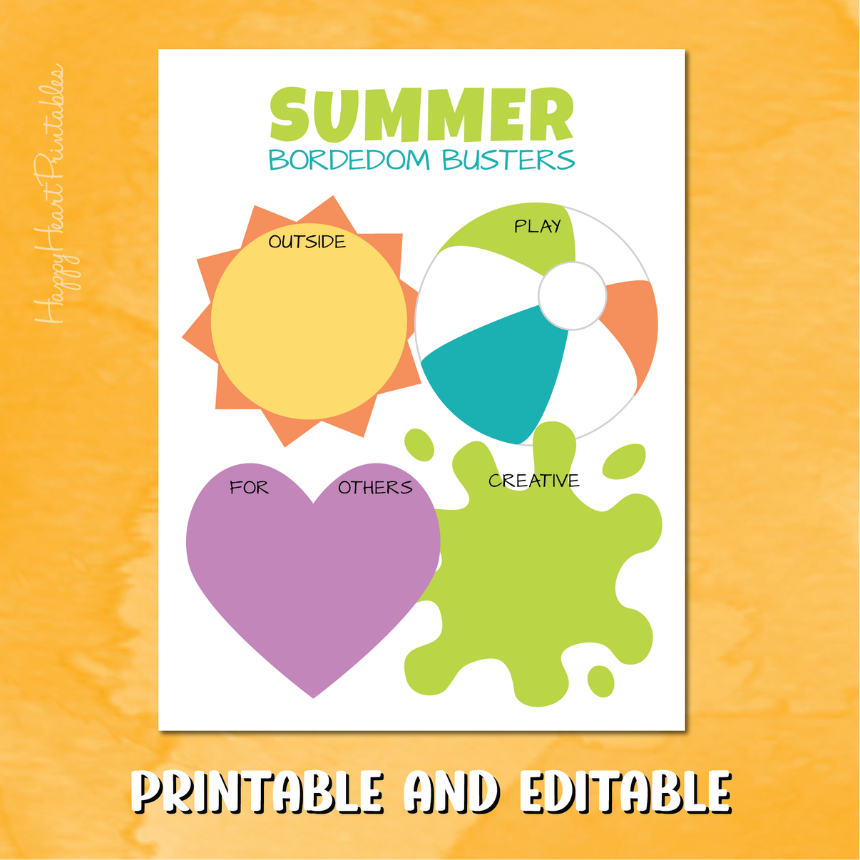 Printable Boredom Busters List – Happy Heart Printables
