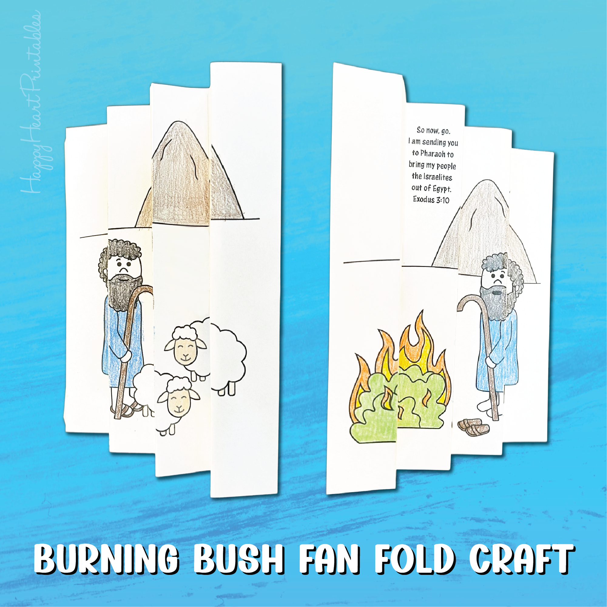 Moses and the Burning Bush Fan Fold Craft – Happy Heart Printables