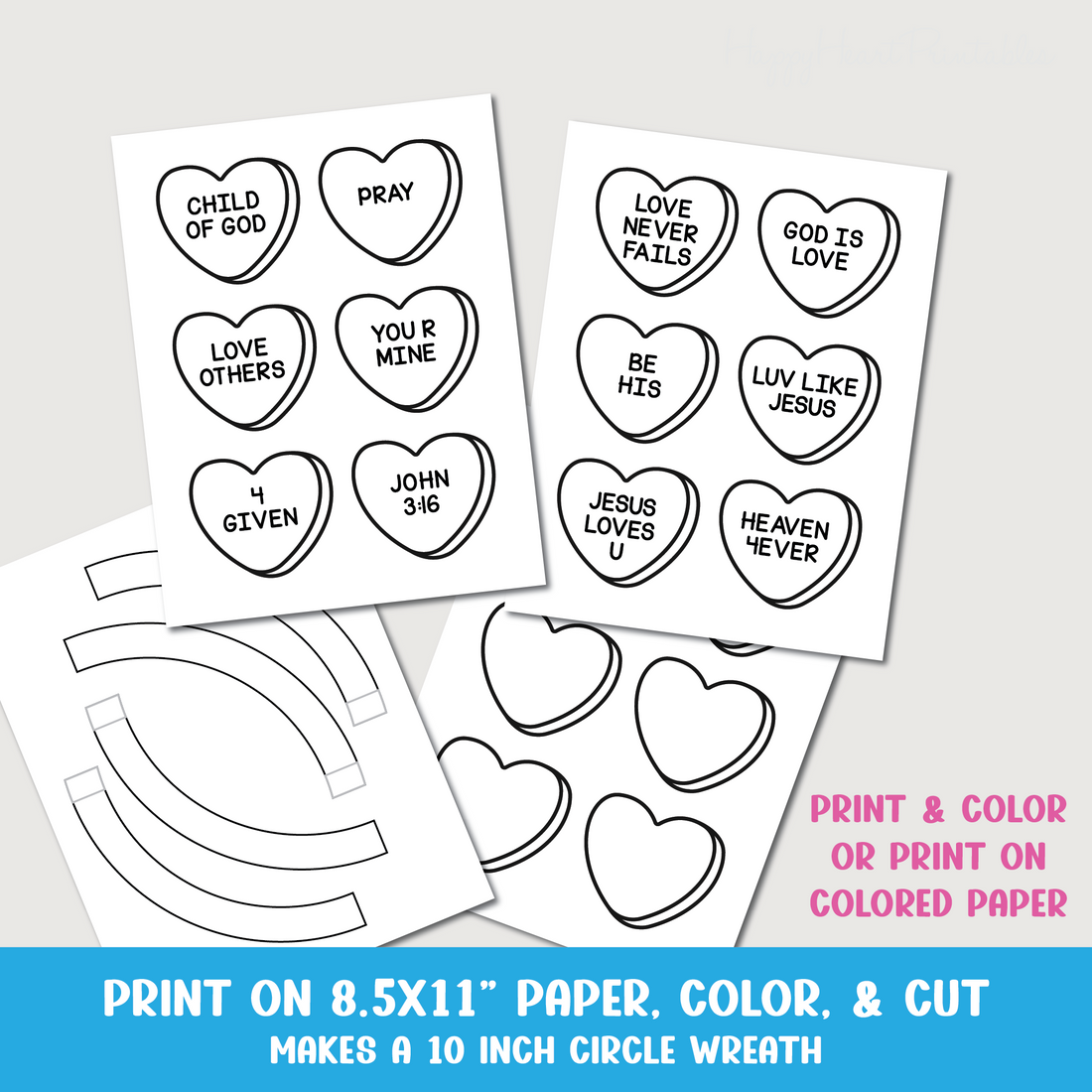 Christian Conversation Heart Wreath Craft – Happy Heart Printables