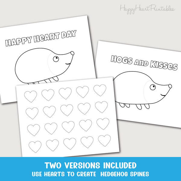 Hedgehog Valentine's Day Printable Craft Template – Happy Heart Printables