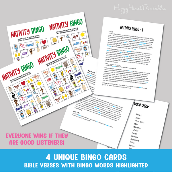 Nativity Bible Reading Bingo – Happy Heart Printables