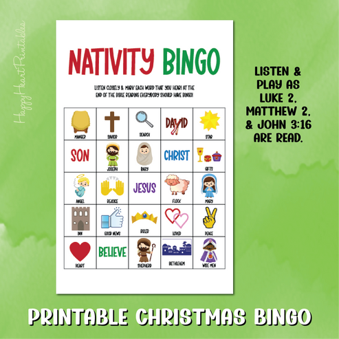 Nativity Bible Reading Bingo – Happy Heart Printables