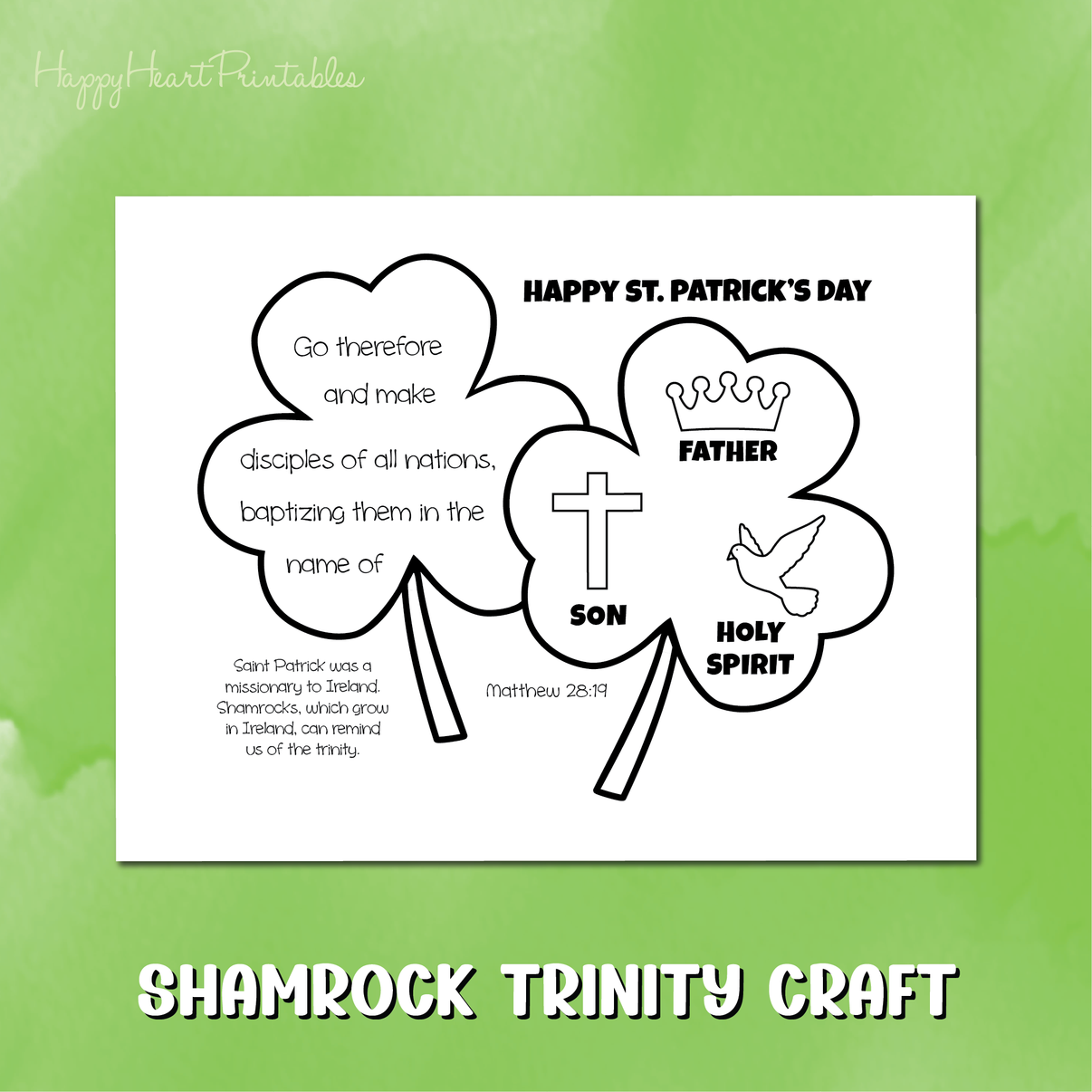 Shamrock Trinity Printable St. Patrick's Day Craft – Happy Heart Printables