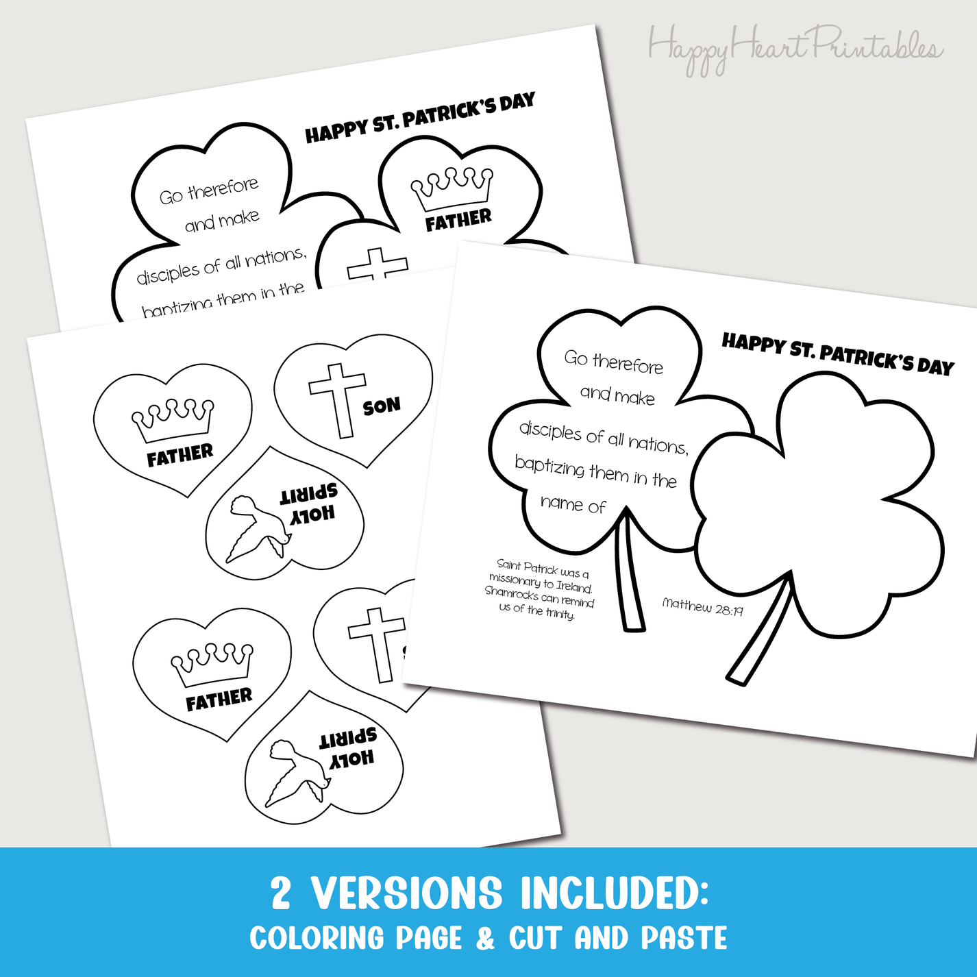 Shamrock Trinity Printable St. Patrick's Day Craft – Happy Heart Printables