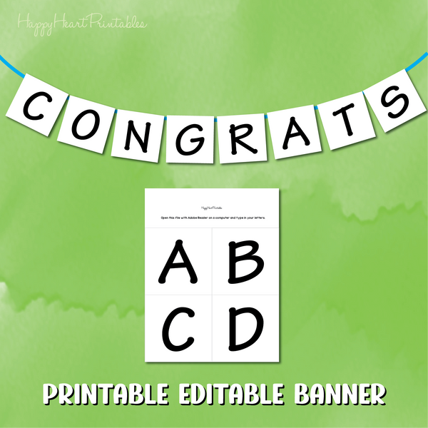 Editable Square Banner - Printable Square Banner Template – Happy Heart ...